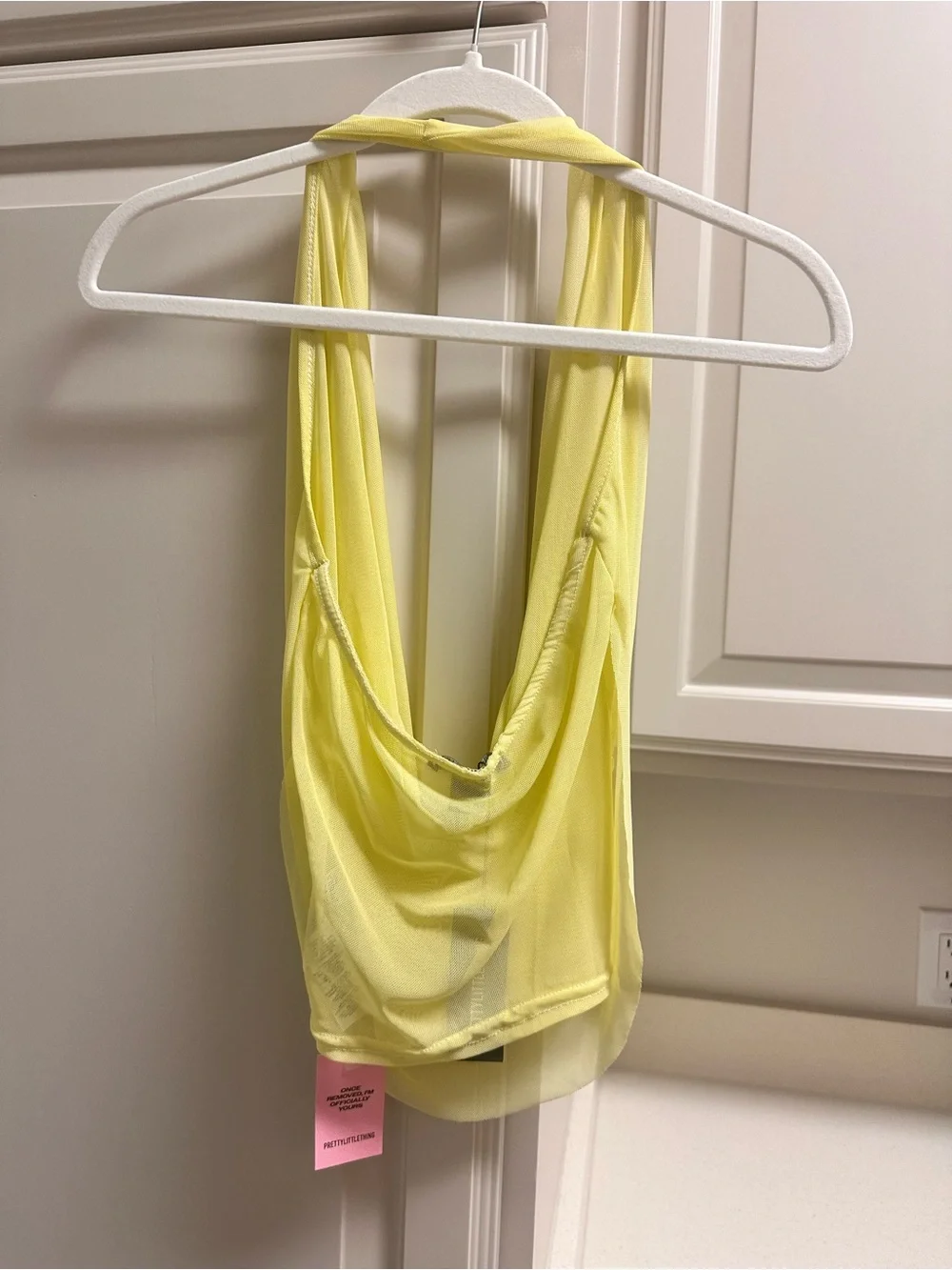 PrettyLittleThing | Tops | Prettylittlething Pale Yellow Draped ...